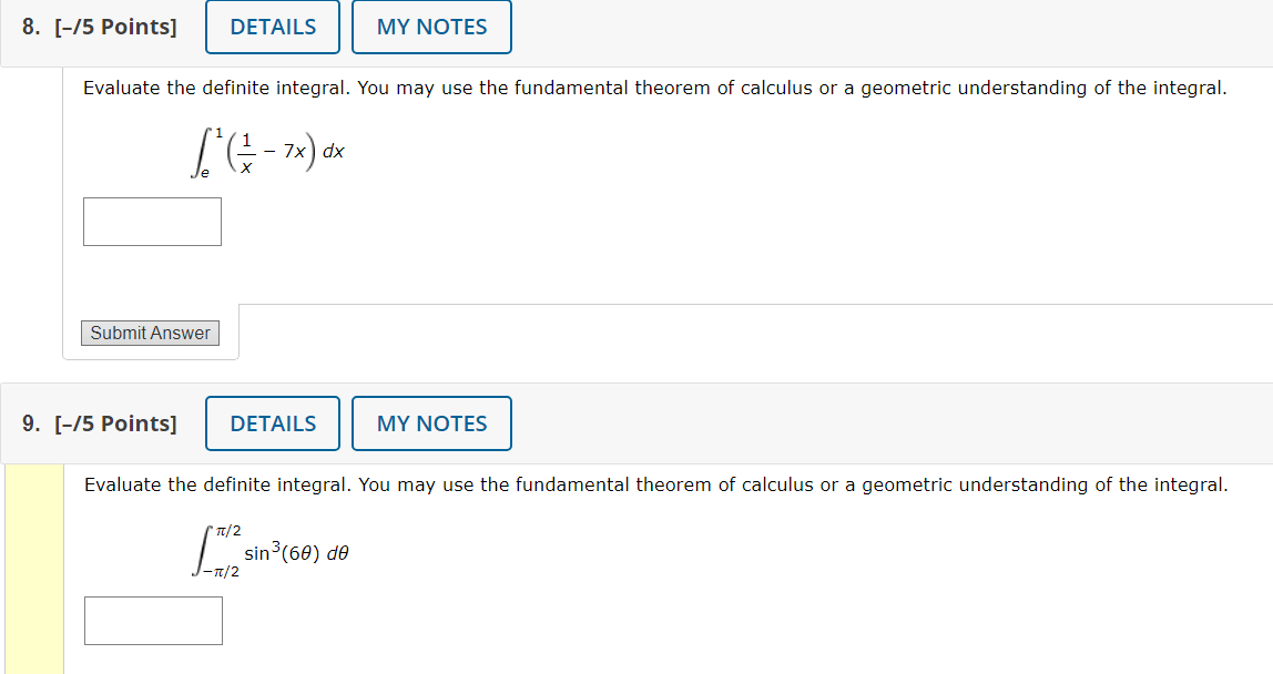 Solved [-/5 ﻿Points]Evaluate the definite integral. You may | Chegg.com