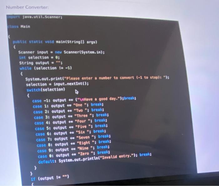 Solved Number Converter Sort java.util.Scanner; Elass Main | Chegg.com