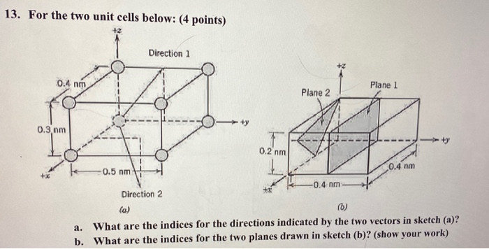 Solved 13. For the two unit cells below: (4 points) +2 | Chegg.com