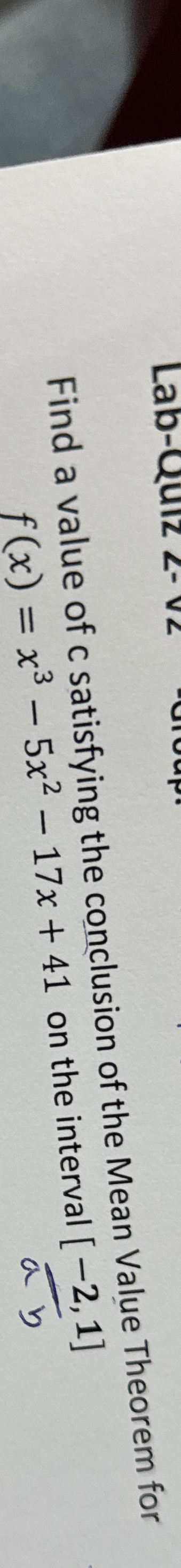 Solved Find a value of c ﻿satisfying the conclusion of the | Chegg.com
