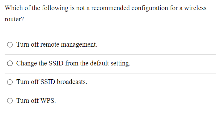 Solved Which of the following is not a recommended | Chegg.com
