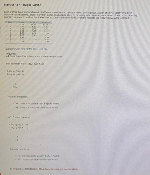 Solved Each of three supermarket chains in the Demver area | Chegg.com