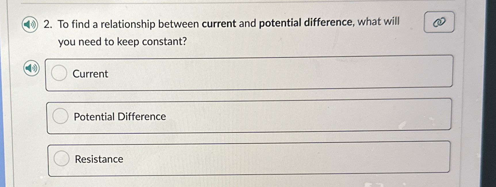 Solved To find a relationship between current and potential | Chegg.com