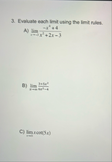 Solved Evaluate each limit using the limit | Chegg.com
