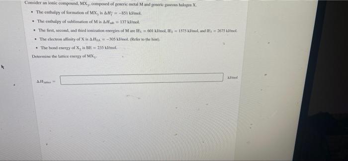 Solved Consideranfonic compound, MX, composed of generic | Chegg.com