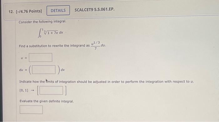 Solved Consider the following integral. ∫t2e−t3dt Find a | Chegg.com