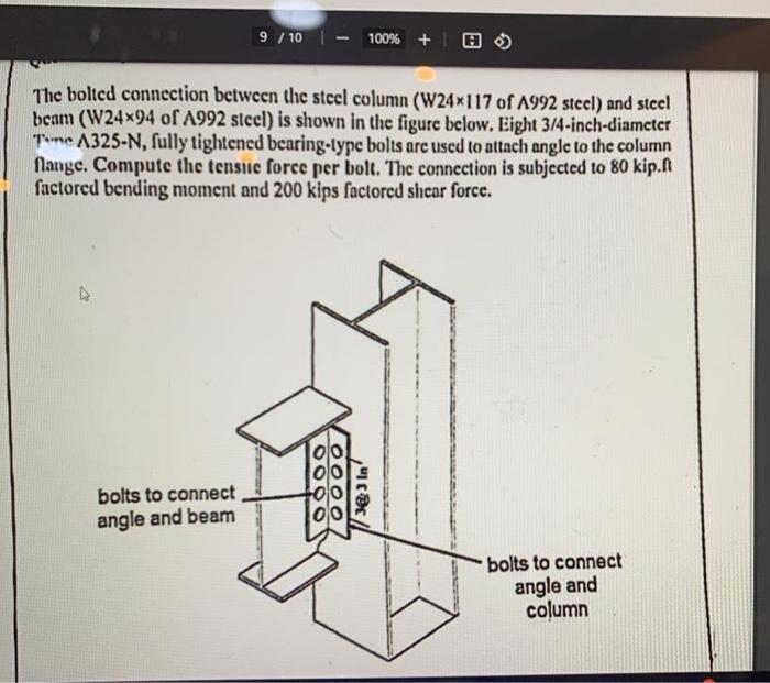 Solved The bolted connection between the steel column (W24 | Chegg.com
