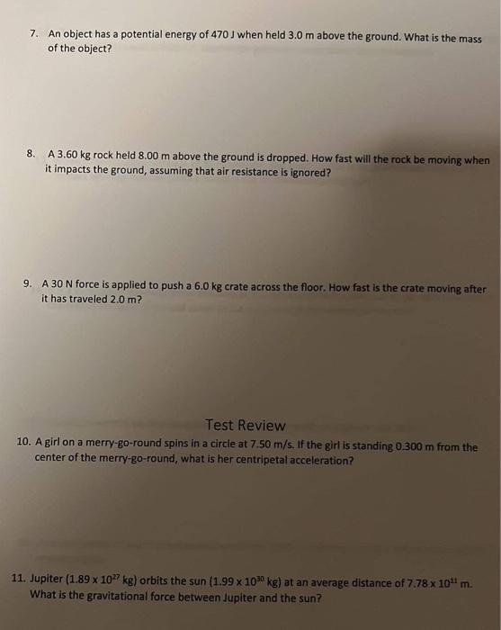 Solved 1. List the five types of potential energy discussed | Chegg.com