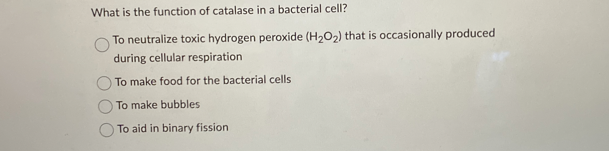 Solved What is the function of catalase in a bacterial | Chegg.com