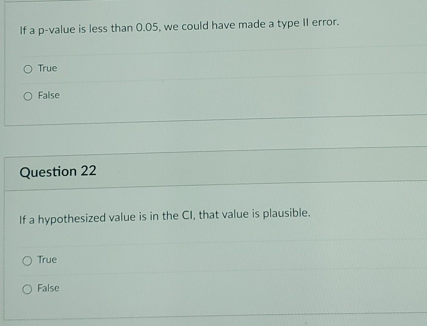 Solved If a hypothesized value is in the Cl, we could have | Chegg.com