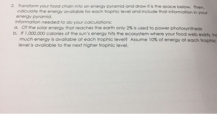 Solved 2. Transform your food chain into an energy pyramid | Chegg.com