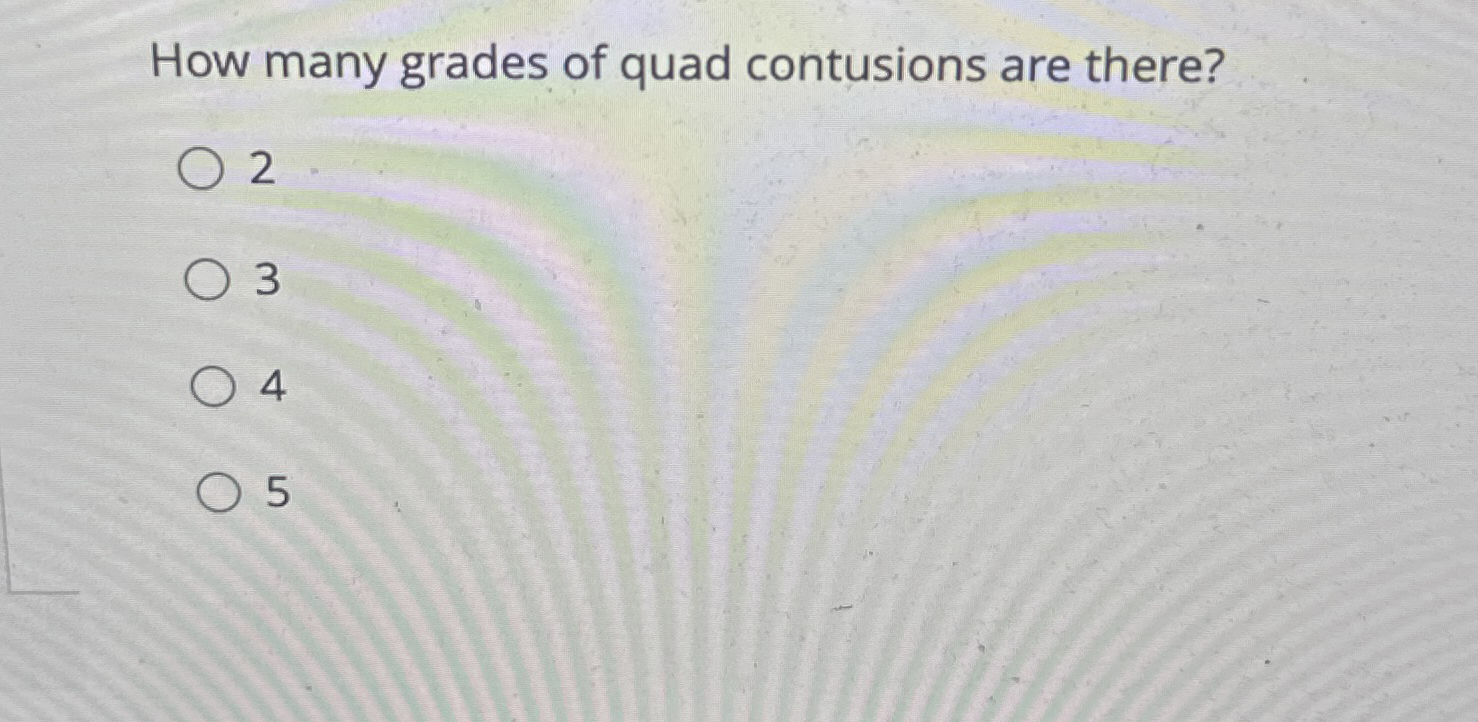 Solved How many grades of quad contusions are there?2345 | Chegg.com