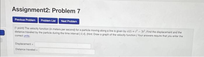 Solved Assignment2 Problem 7 Previous Problem Problem List 5660