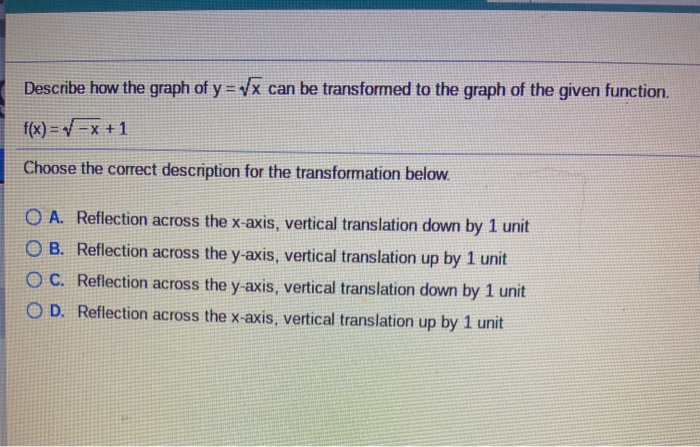 Solved Describe how the graph of y = 7x can be transformed | Chegg.com