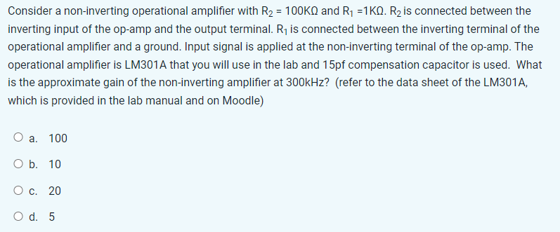 Solved Consider a non-inverting operational amplifier with | Chegg.com