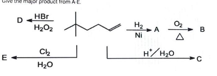 Solved Give the major product from A-E. D HBr H2O2 tu O2 H2 | Chegg.com