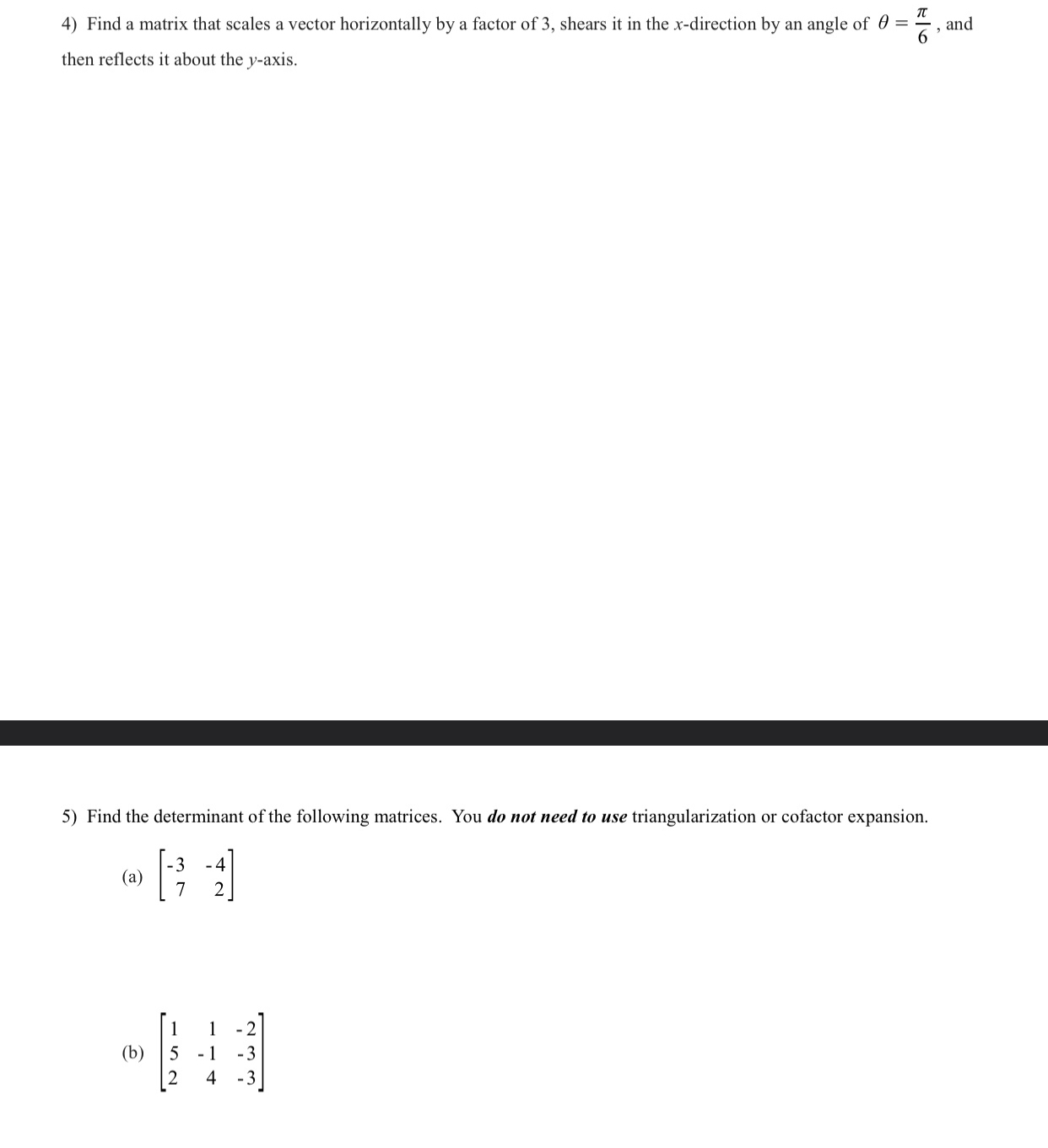Solved Find a matrix that scales a vector horizontally by a | Chegg.com