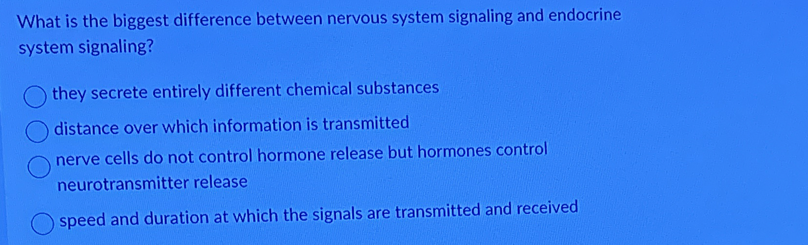 Solved What is the biggest difference between nervous system | Chegg.com