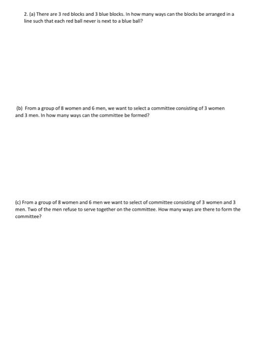 Solved 2. (a) There are 3 red blocks and 3 blue blocks. In | Chegg.com