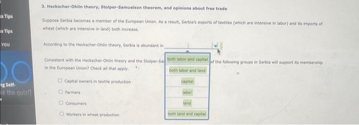 Solved 3. Meckscher-Ohlin theory, Stolper-Samuelson theorem, | Chegg.com