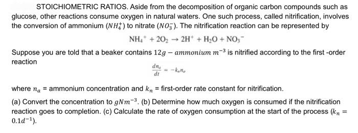 Solved STOICHIOMETRIC RATIOS. Aside from the decomposition | Chegg.com