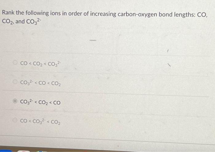 Solved Rank the following ions in order of increasing | Chegg.com