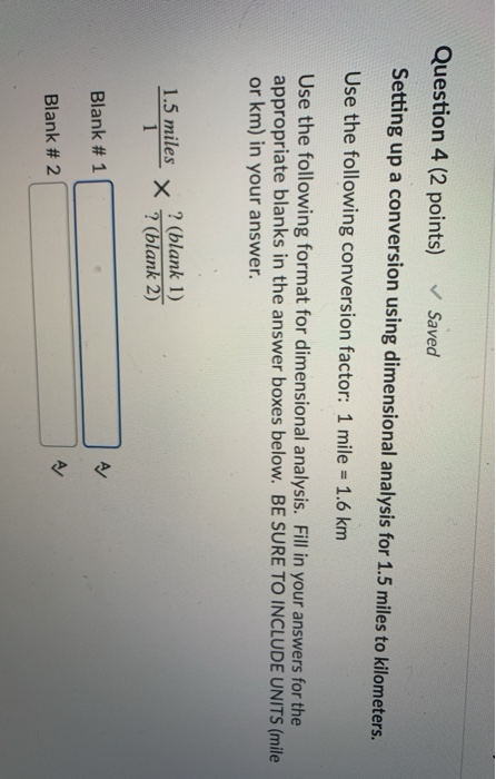 Solved Question 1 (2 points) Setting up a conversion using | Chegg.com
