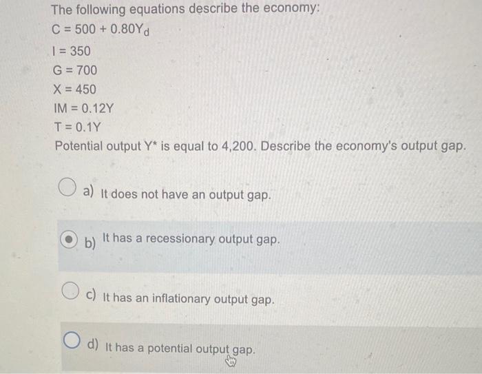 Solved The following equations describe the economy: | Chegg.com