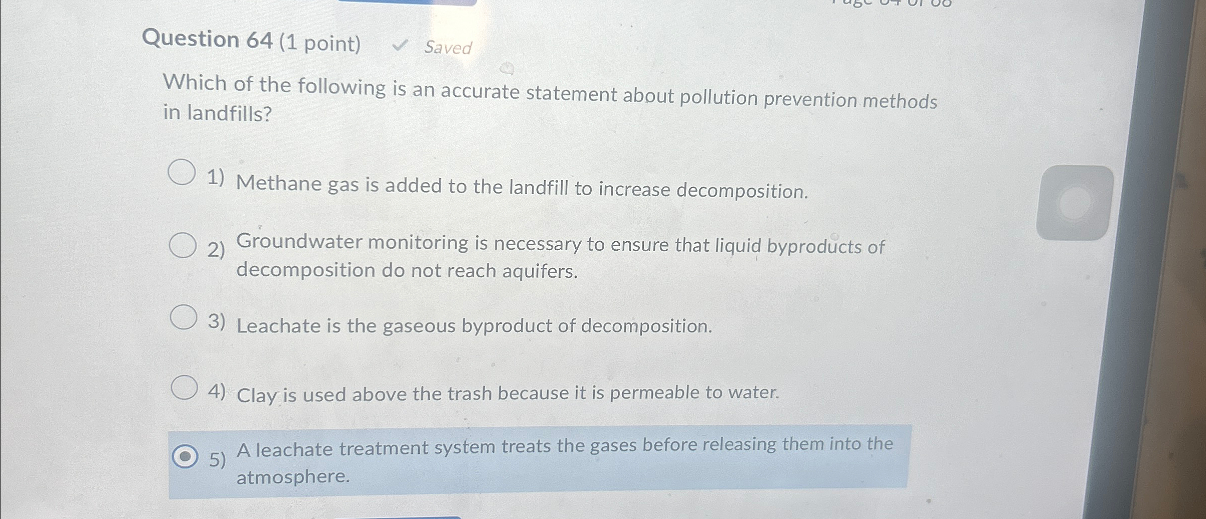 Solved Question 64 (1 ﻿point) ﻿SavedWhich of the following | Chegg.com