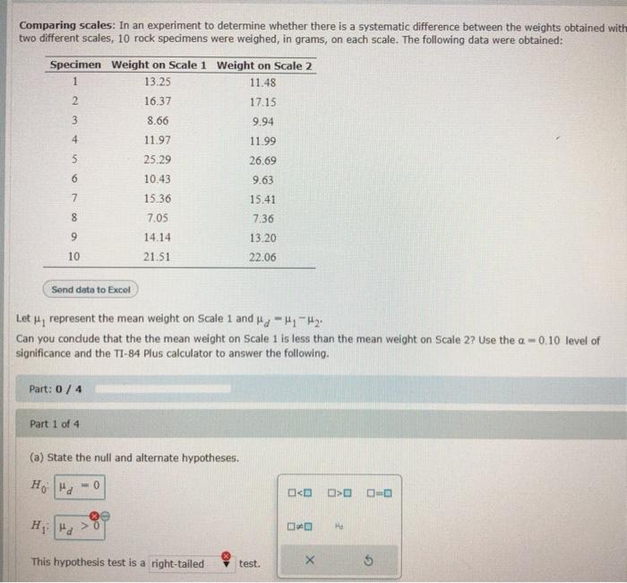 Solved Comparing scales: In an experiment to determine | Chegg.com