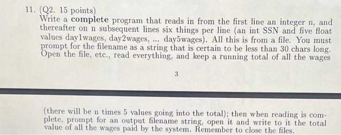 Solved 1. (Q2. 15 points) Write a complete program that | Chegg.com