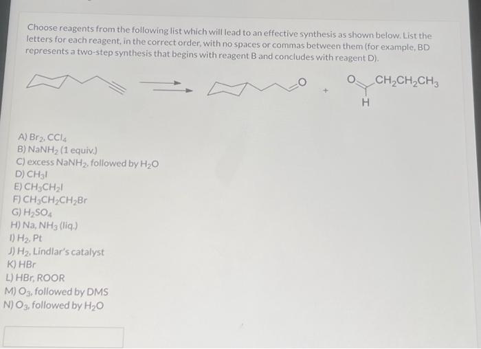 Solved Choose reagents from the following list which will | Chegg.com