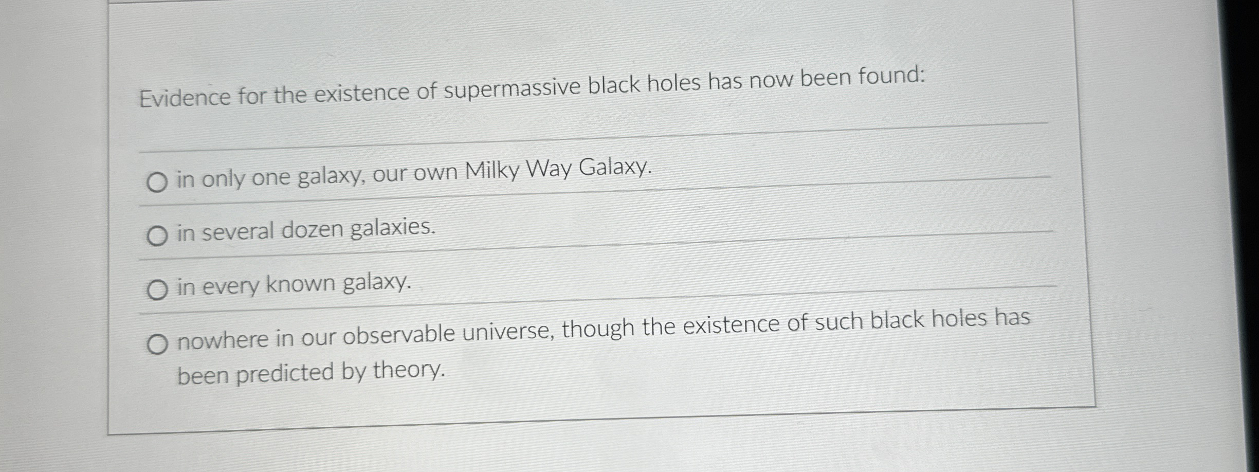 Solved Evidence for the existence of supermassive black | Chegg.com