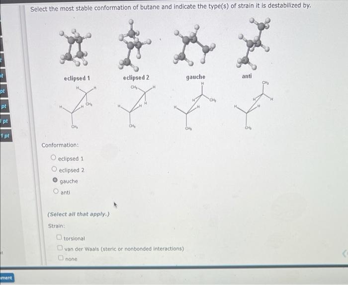 Solved Select the most stable conformation of butane and | Chegg.com