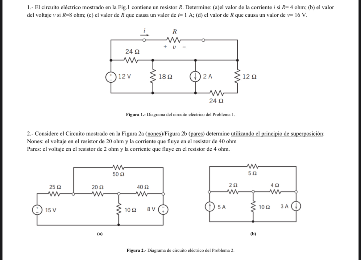 Solved 1.- ﻿El circuito eléctrico mostrado en la Fig. 1 | Chegg.com