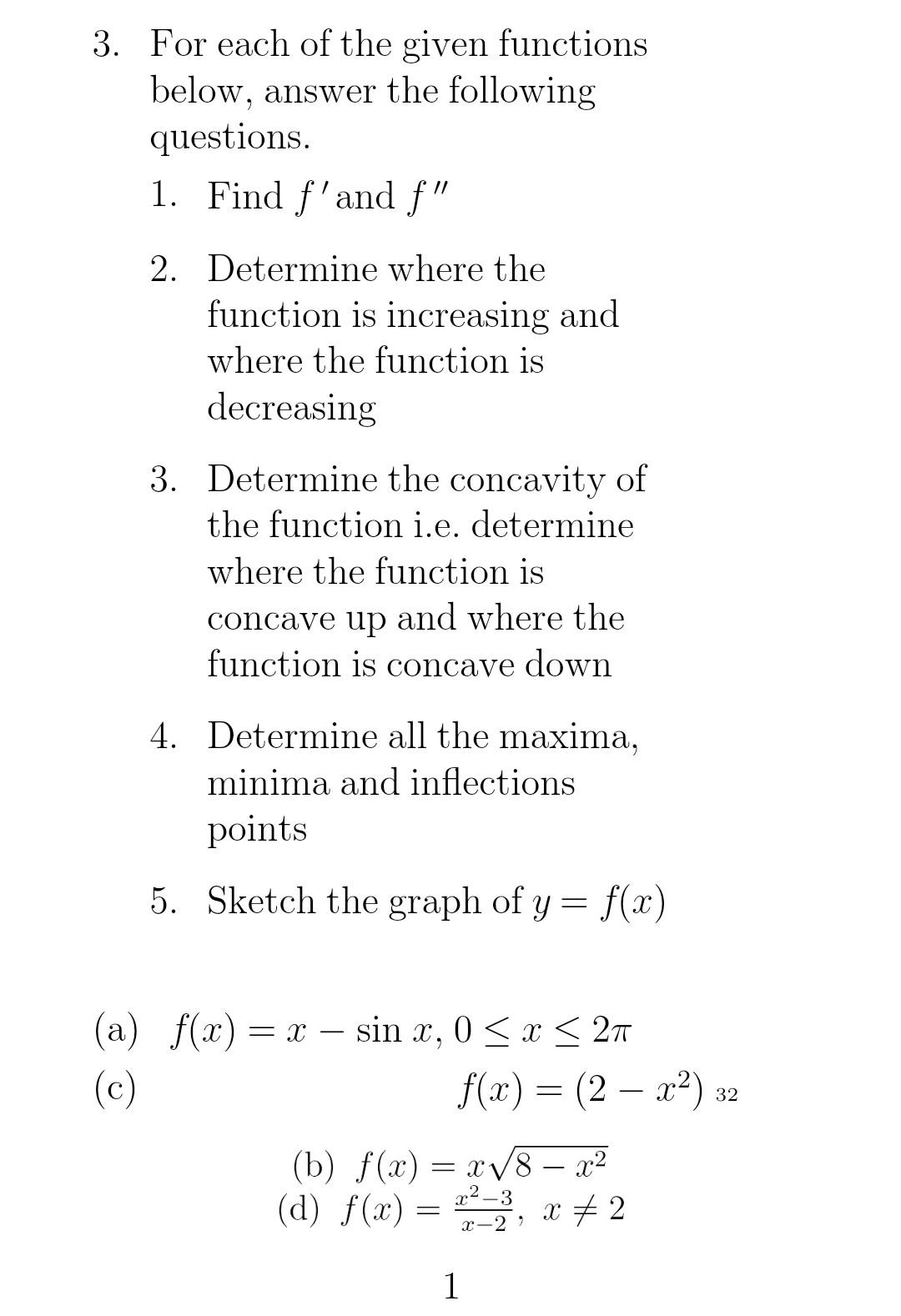 Solved 3 Determine The Concavity Of The Function I E