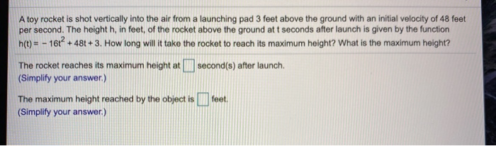 Solved A toy rocket is shot vertically into the air from a | Chegg.com