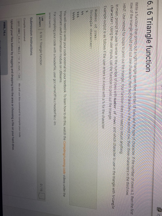 Solved 6.16 Triangle function Write a function that prints | Chegg.com