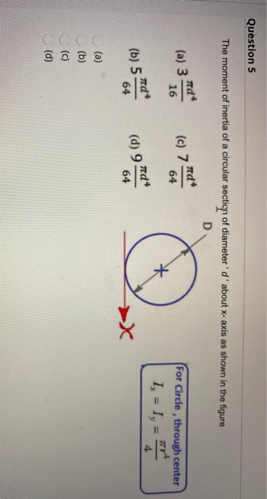 Solved Question 5 The moment of inertia of a circular | Chegg.com