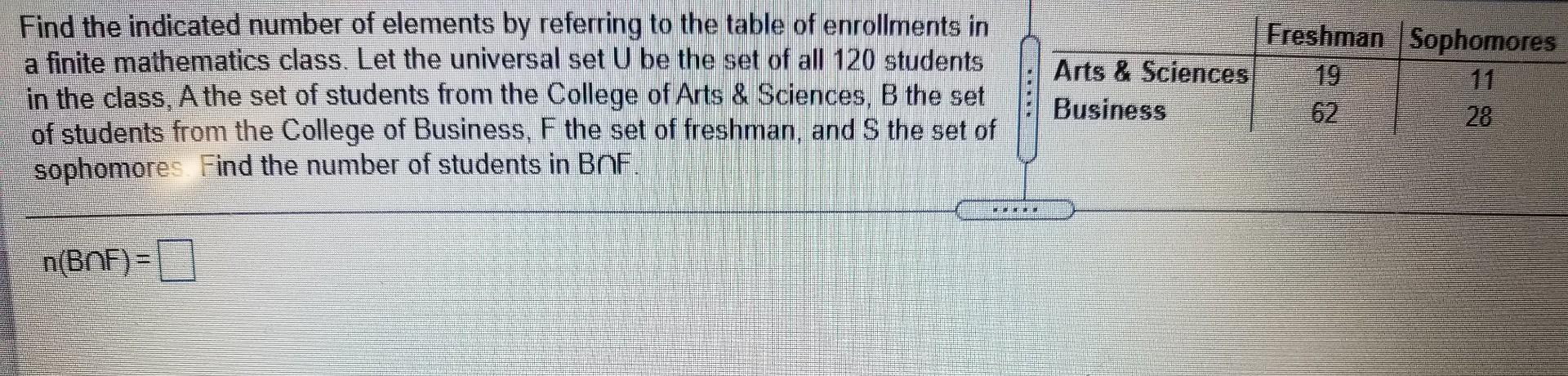 Solved Find the indicated number of elements by referring to | Chegg.com
