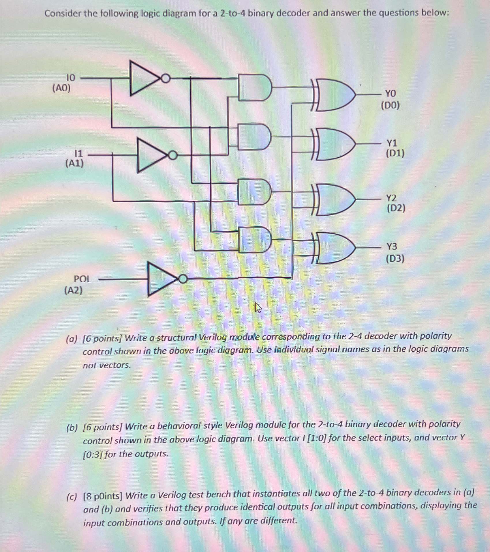 Solved Consider the following logic diagram for a 2-to-4 | Chegg.com