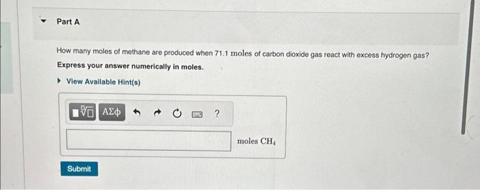 Solved How many moles of methane are produced when 71.1 | Chegg.com