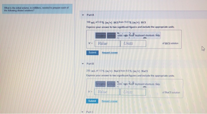 Solved What is the initial volume, in milers needed to | Chegg.com