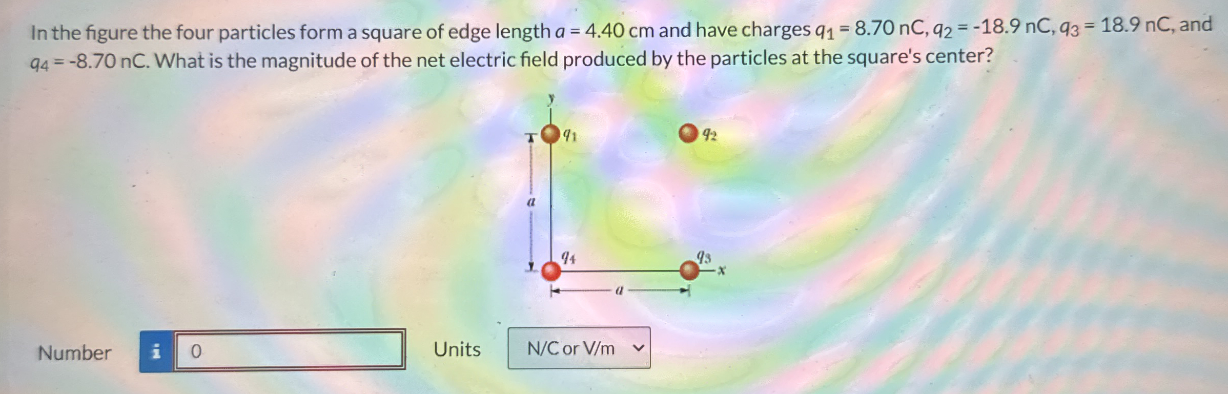 Solved In the figure the four particles form a square of | Chegg.com