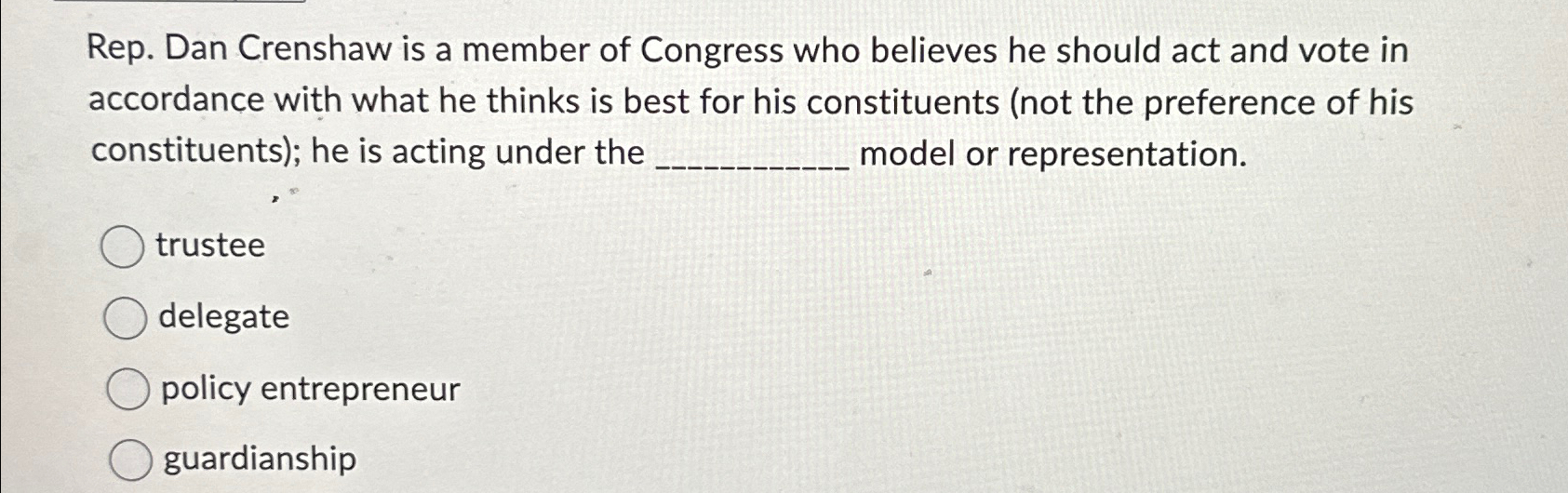 Solved Rep. Dan Crenshaw is a member of Congress who | Chegg.com