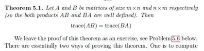 Prove Theorem i.e. prove that trace(AB) = trace(BA). | Chegg.com