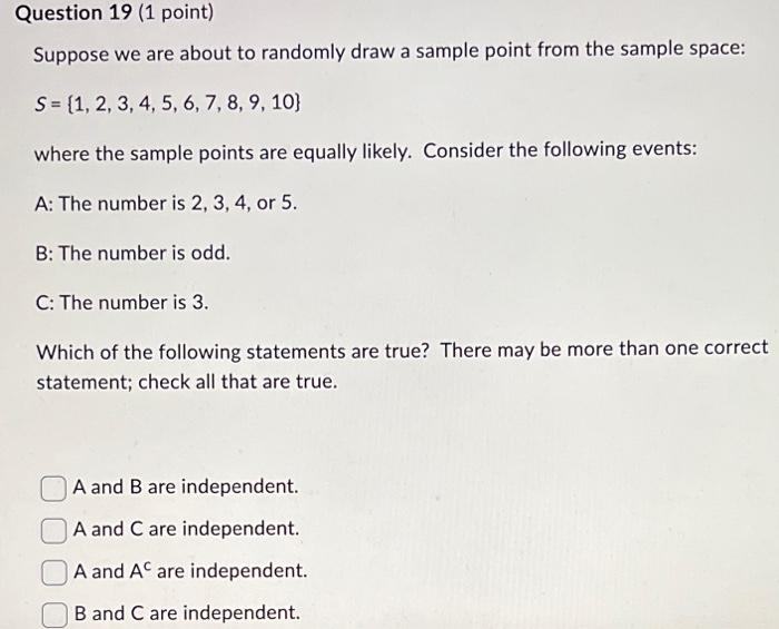 Solved Suppose we are about to randomly draw a sample point | Chegg.com