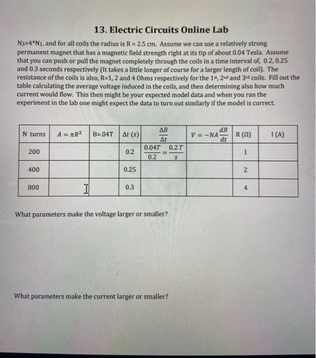 Solved 13. Electric Circuits Online Lab N3=4*N1, and for all | Chegg.com