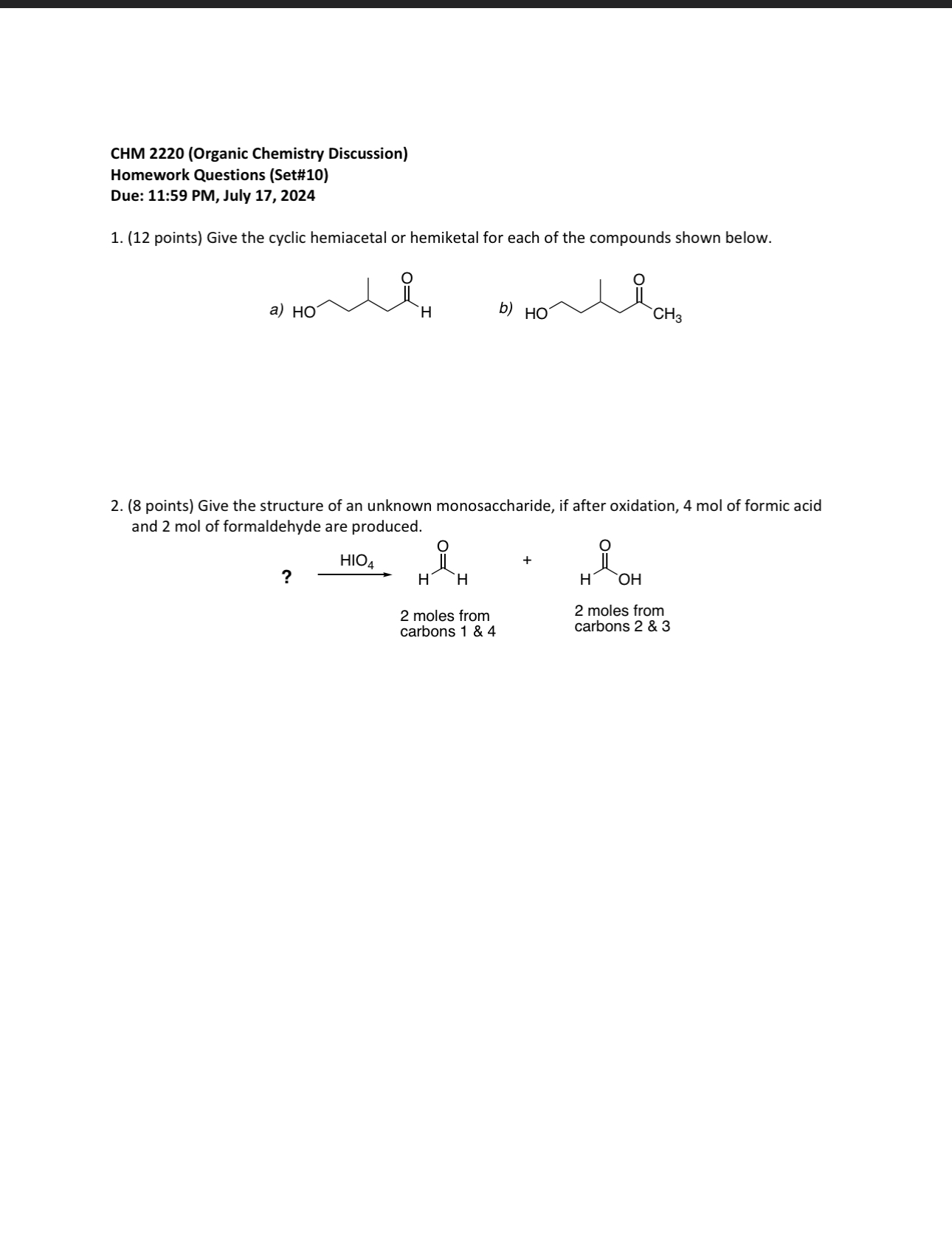 Solved CHM 2220 (Organic Chemistry Discussion)Homework | Chegg.com