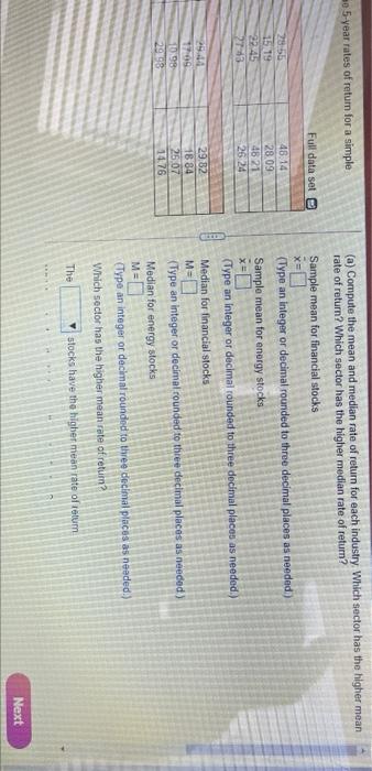 Solved Stocks can be categorized by industry. The following | Chegg.com